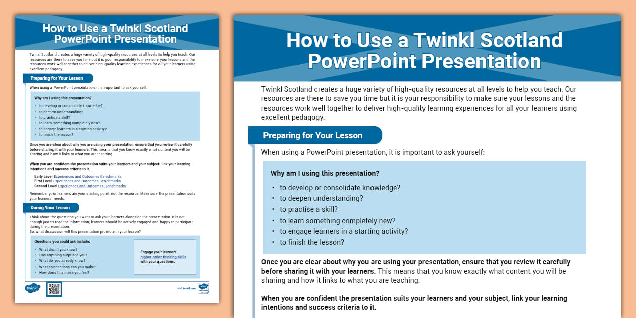 How to Use a Twinkl Scotland PowerPoint Presentation
