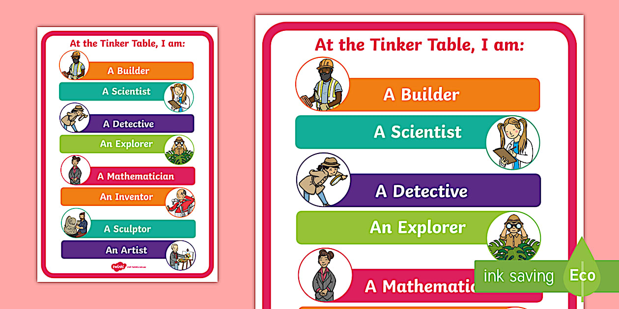 At the Tinker Table I Am Display Poster (teacher made)