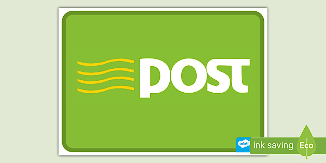 Black and White Irish Post Office Display Sign - Twinkl