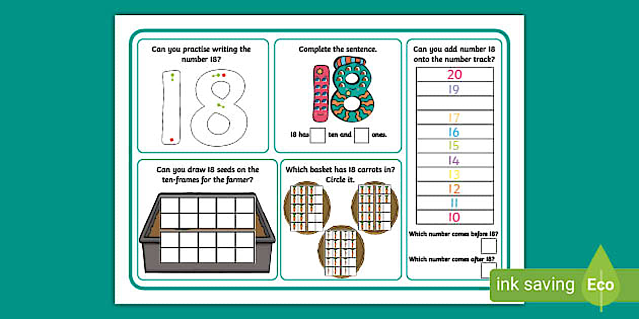 Editable The Adventures of Number Eighteen Activity Mat