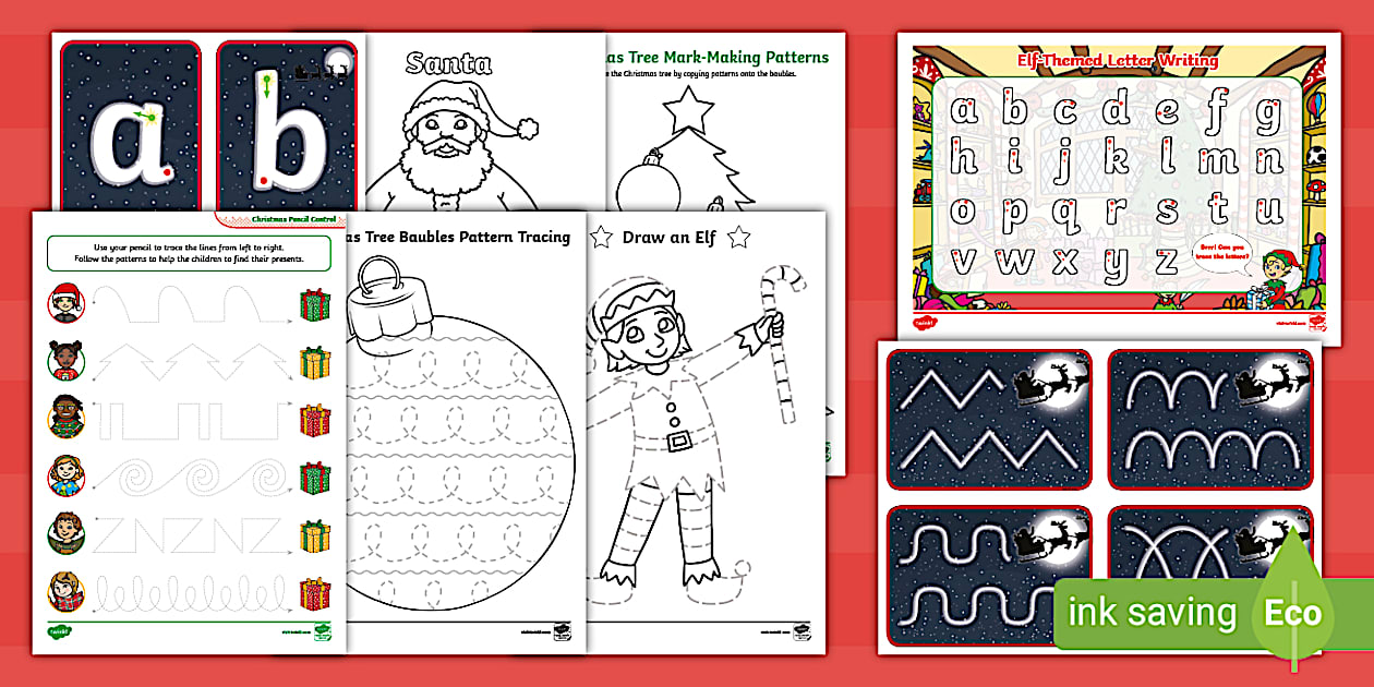 Christmas Fine Motor Skills Worksheets for EYFS - Twinkl