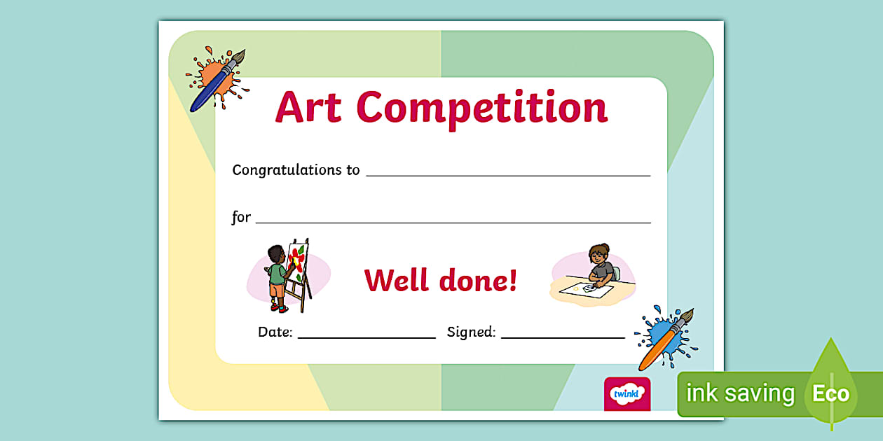 Art Competition Certificate (teacher made) - Twinkl