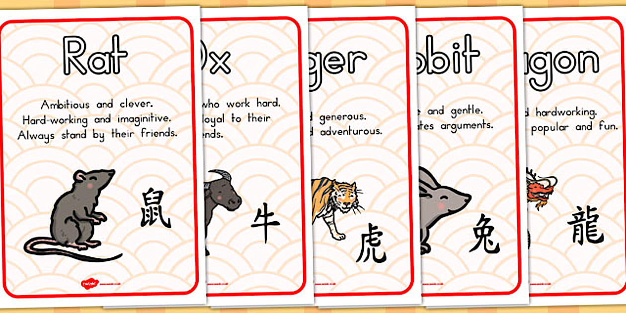 Chinese New Year Zodiac Animal Characteristics - Twinkl