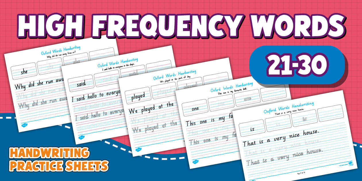 High Frequency Words 21-30