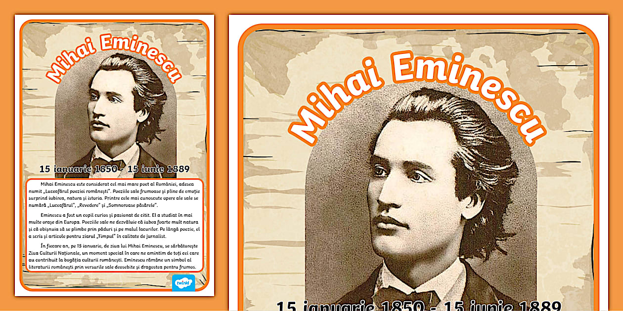 Mihai Eminescu – Planșă informativă (teacher made)