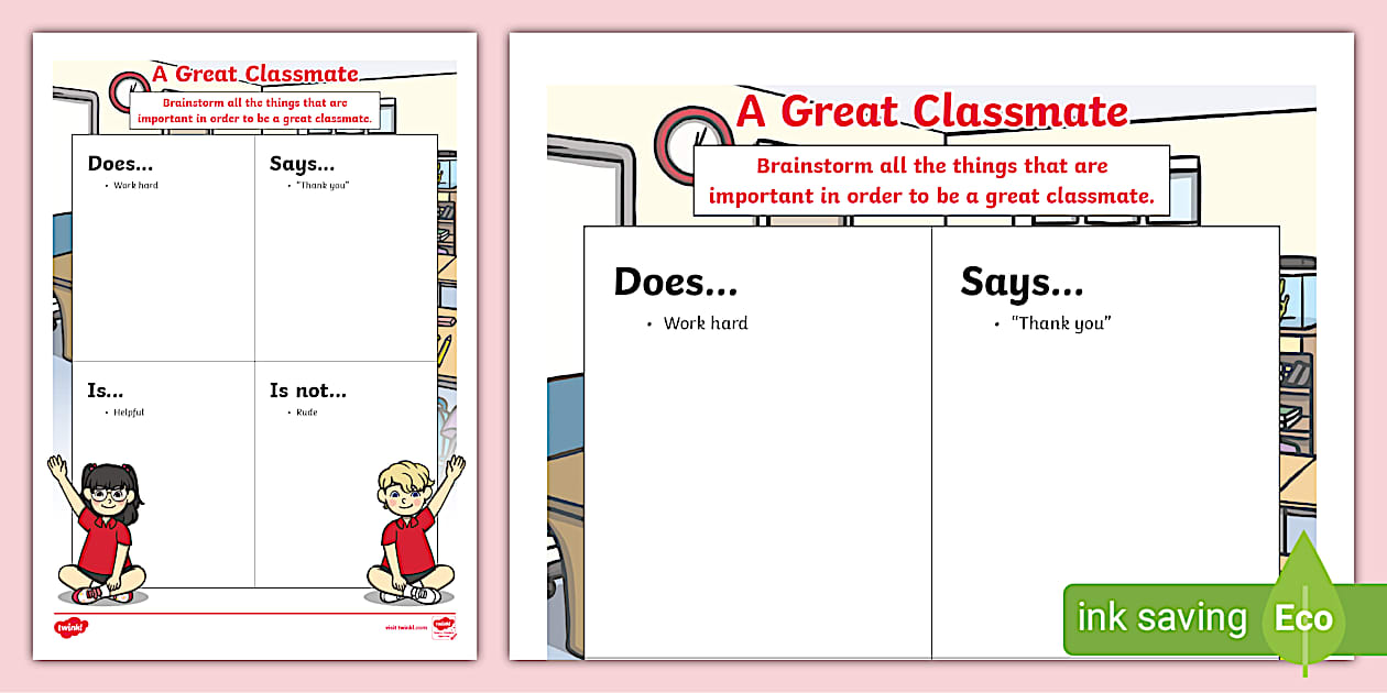 First Day of School Great Classmate Activity Sheet - Twinkl
