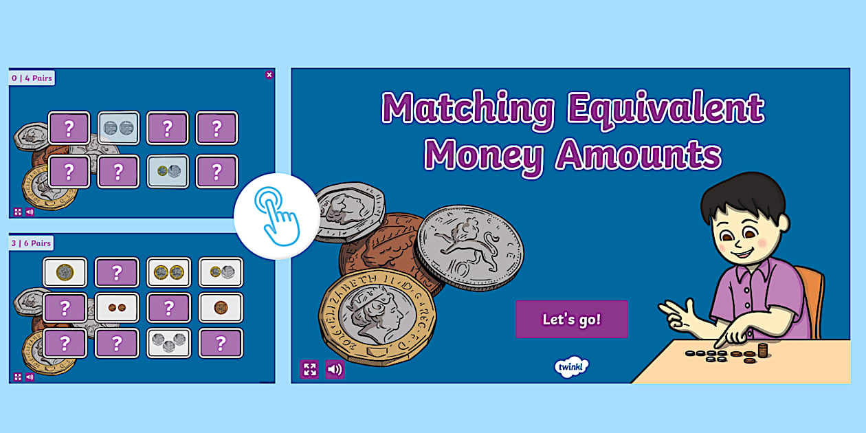Matching Equivalent Money Amounts in GBP Interactive Game - Twinkl