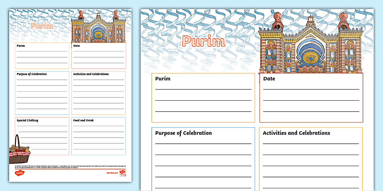 Purim Fact File Template - Twinkl Religion - Twinkl