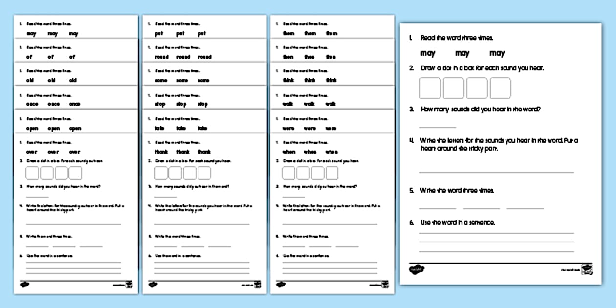 Heart Words Practice Sheets First Grade Set 2 (Teacher-Made)