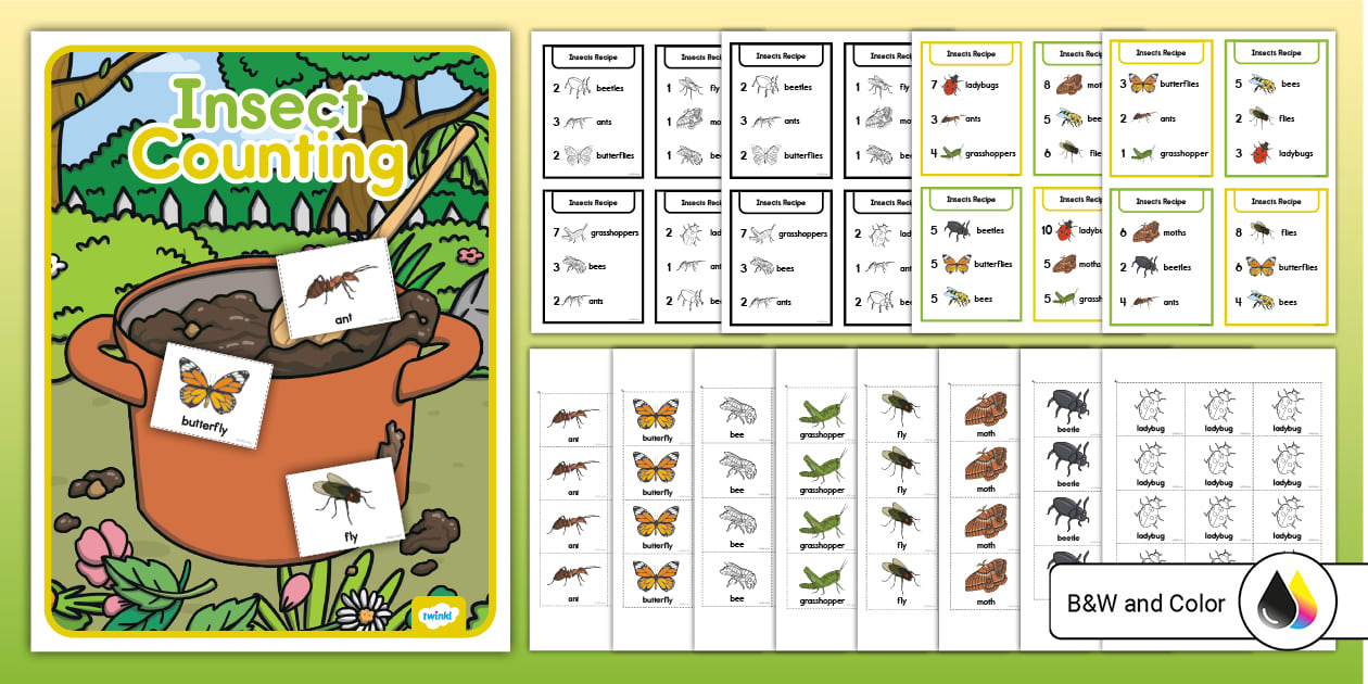 Insects Counting Recipe Activity Cards for PK-K - Twinkl