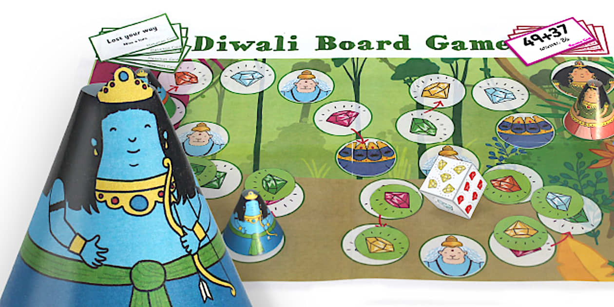 Diwali Addition and Subtraction to 100 Board Game - Twinkl