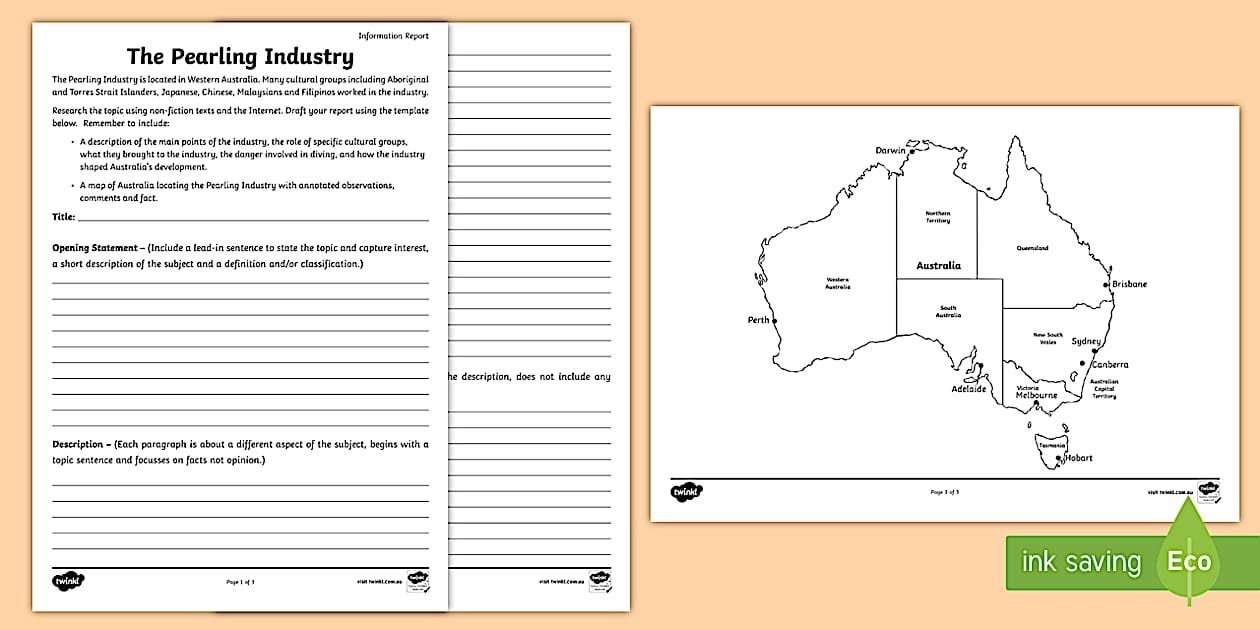 The Pearling Industry Report Writing Template - Twinkl