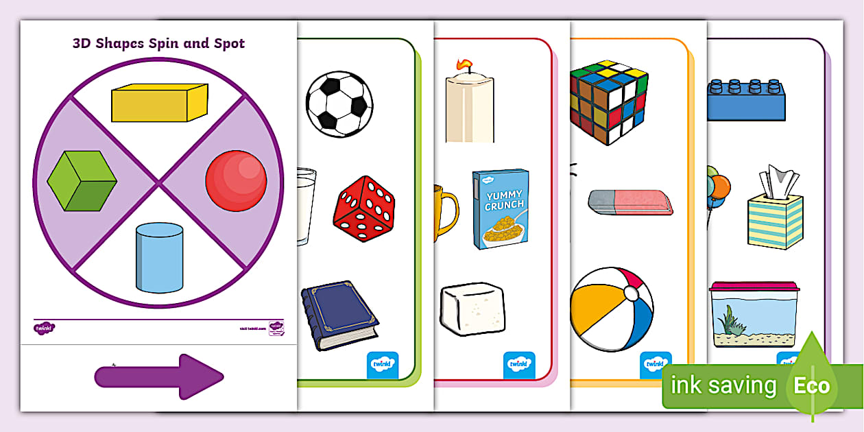 3D Shapes Spin and Spot Game (teacher made) - Twinkl