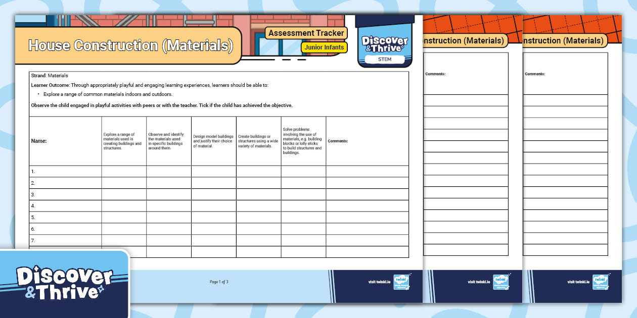 STEM (Materials) House Construction Assessment Tracker