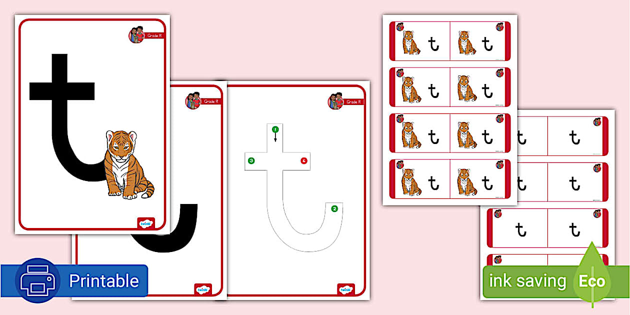 Gr. R Phonics T Poster, Flashcards, and Robot Letter