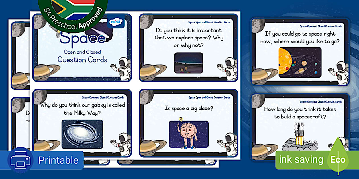 Space: Open and Closed Question Cards (teacher made)