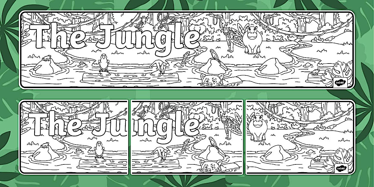 The Jungle Colouring Display Banner (teacher made) - Twinkl