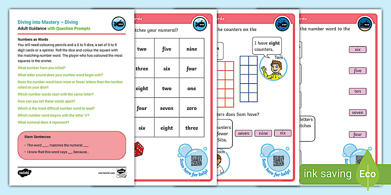 👉 Y1 Diving into Mastery Step 5: Recognise Numbers as Words