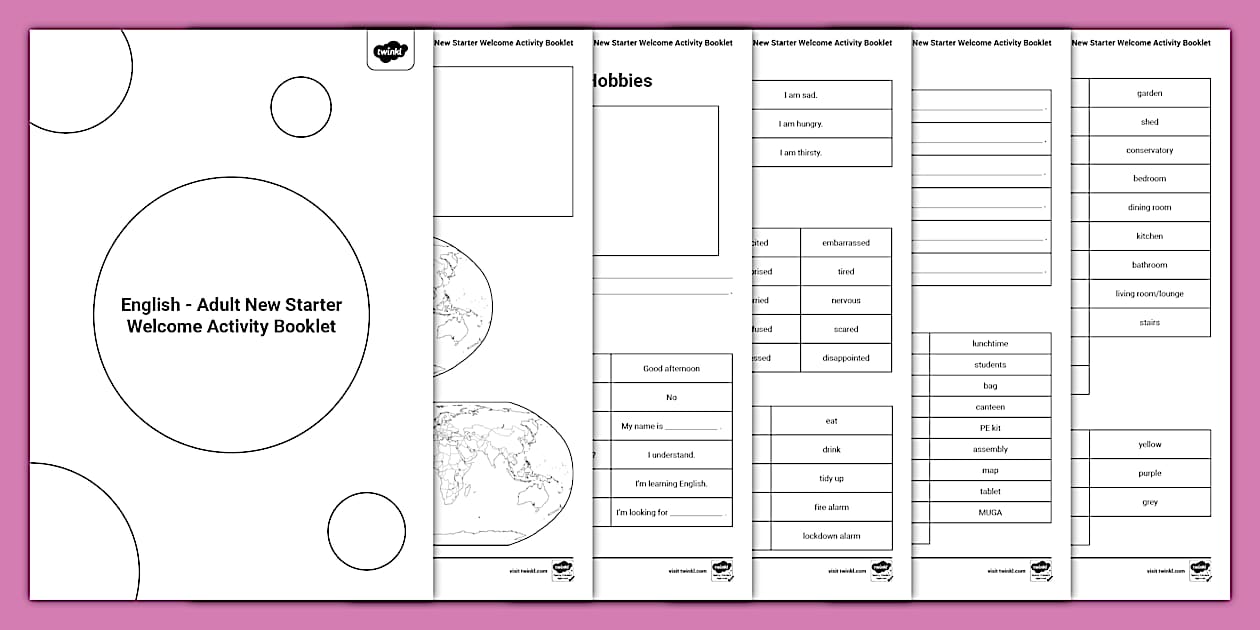 English - Adult New Starter Welcome Activity Booklet