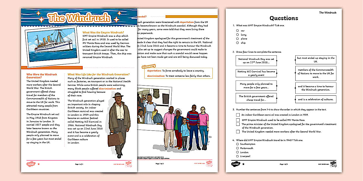 LKS2 The Windrush Differentiated Reading Comprehension
