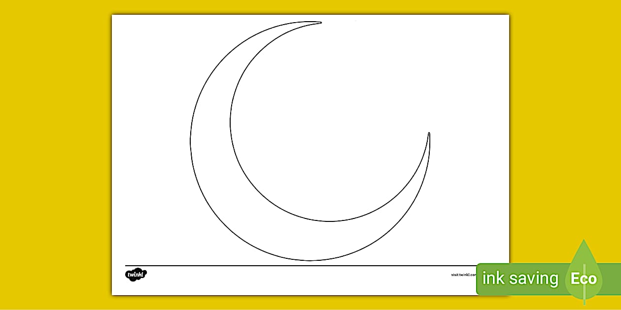 Crescent Moon Shape Template | Colouring Sheet | Twinkl KS1