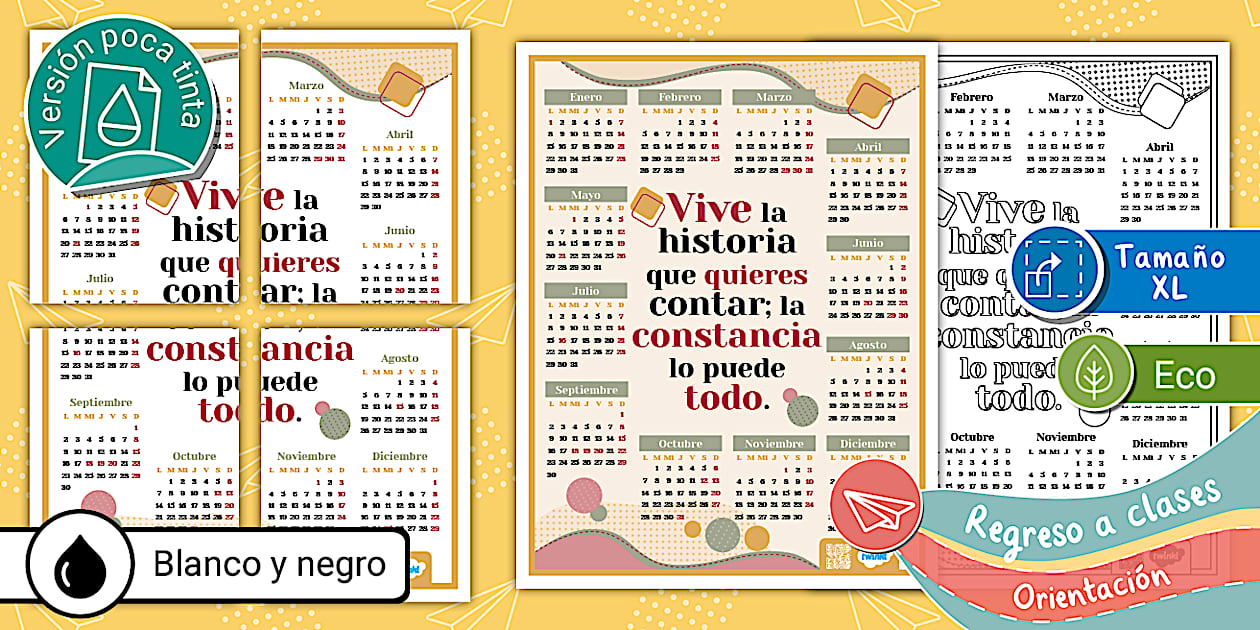 Calendario 2024 | Tamaño XL | Muted (teacher made) - Twinkl
