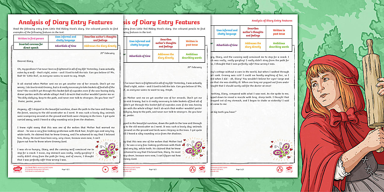KS2 Diary Entry Example with Features Highlighted | Twinkl