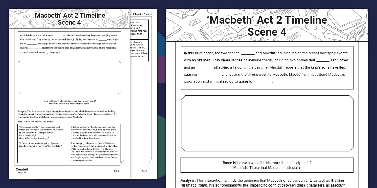 Macbeth Act 2 Scene 4 Timeline Activity Sheet (teacher made)