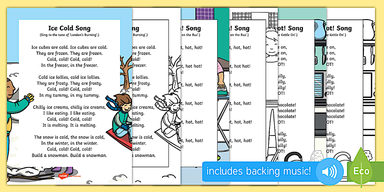 Black and White Hot and Cold Concept Songs and Rhymes Resource Pack