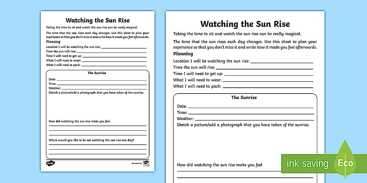 Watching the Sun Rise Activity (teacher made) - Twinkl