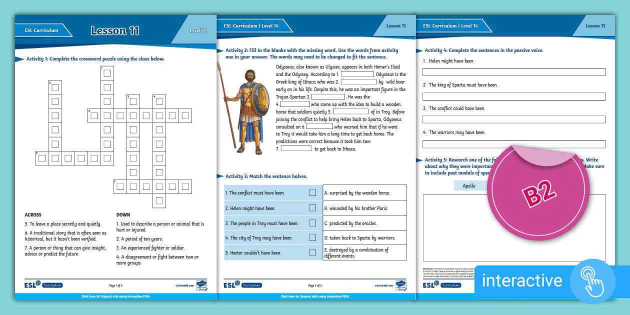 ESL Level 14 Lesson 11 Activities