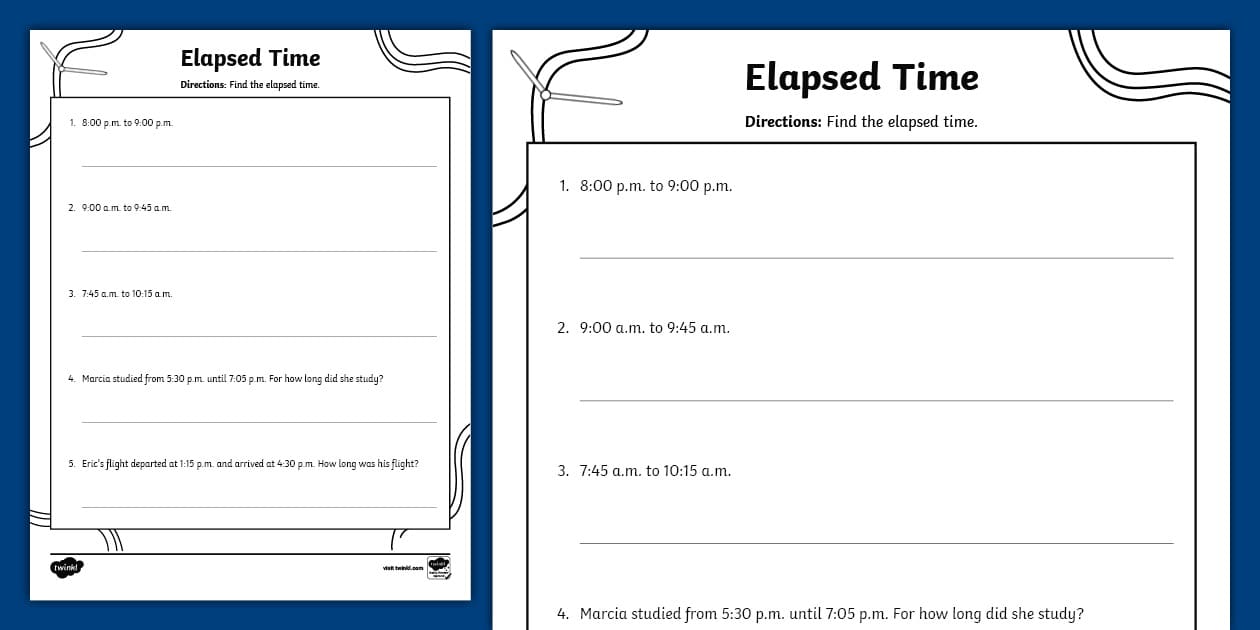 Third Grade Elapsed Time Quick Quiz (teacher made) - Twinkl
