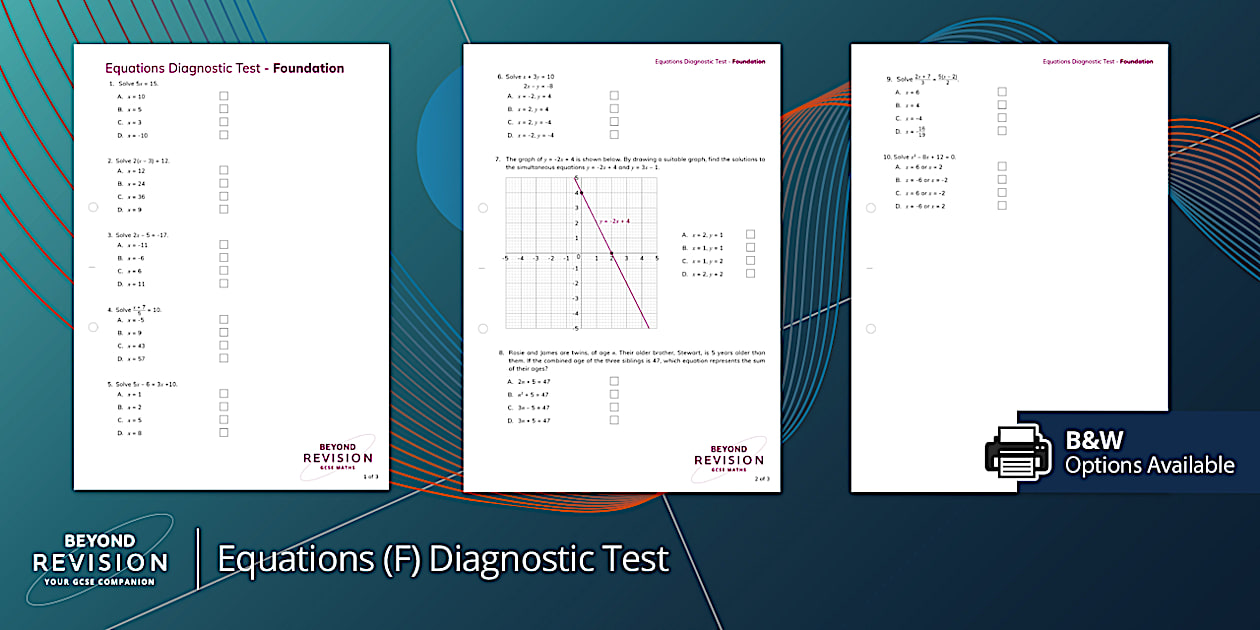 👉 Solving Equations Foundation Diagnostic Test Twinkl