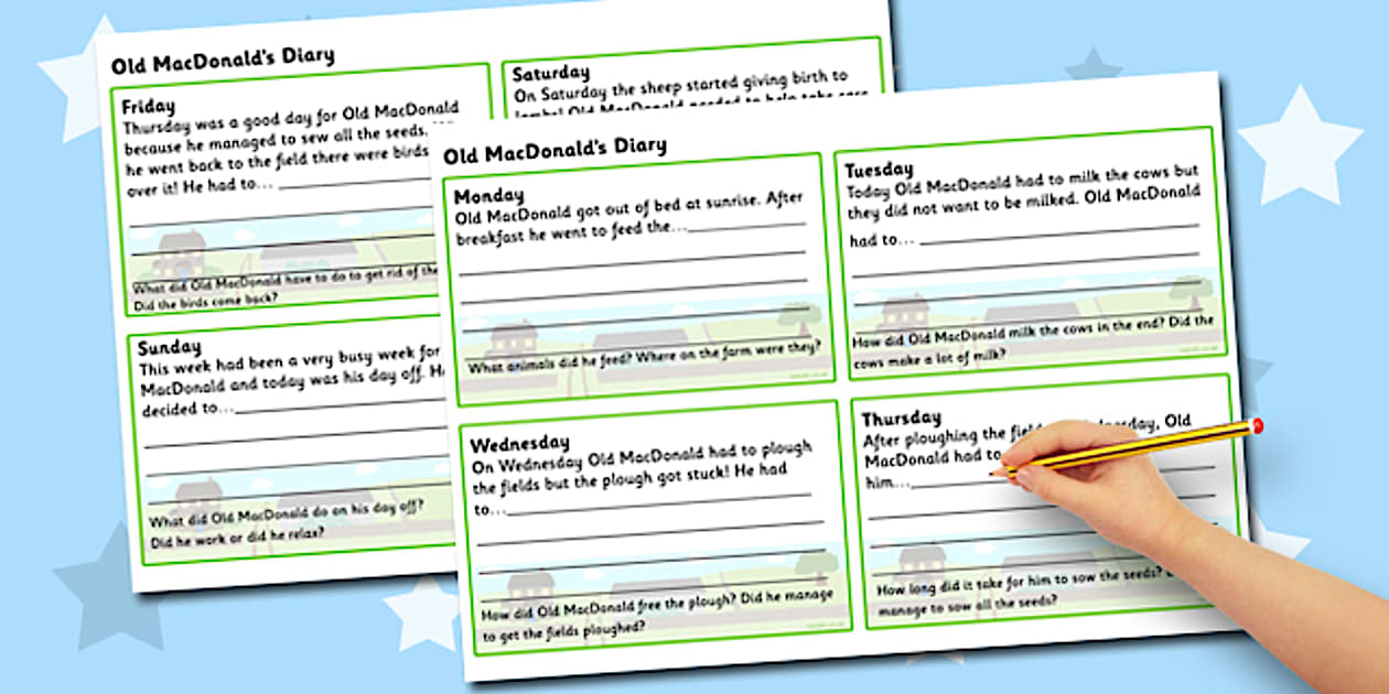On The Farm Diary Writing Template (teacher made) - Twinkl
