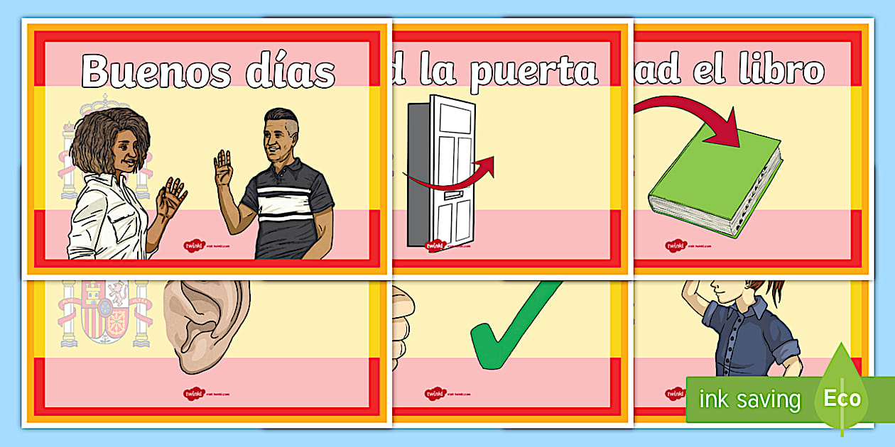Spanish Classroom Commands on Flag Themed Display Poster - French Classroom