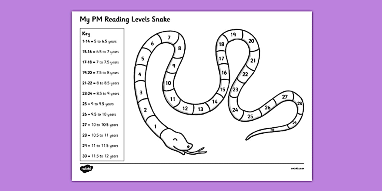 Australian Reading PM Levels Rainbow Snake Sheet - Twinkl