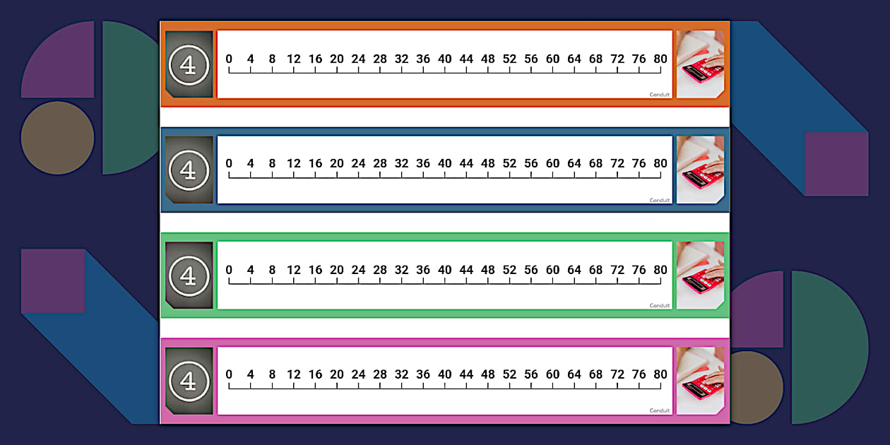 Reinforcing Number: Counting in 4s Number Line - Twinkl