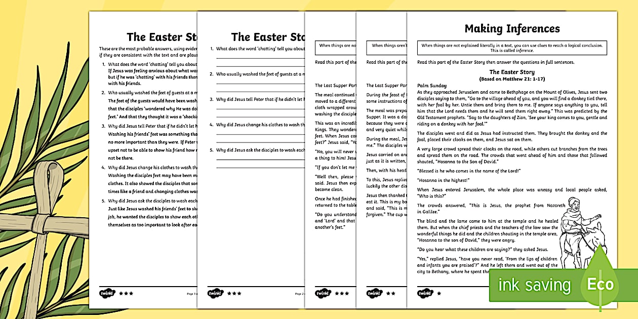 Easter Story Inference Worksheets (teacher made) - Twinkl