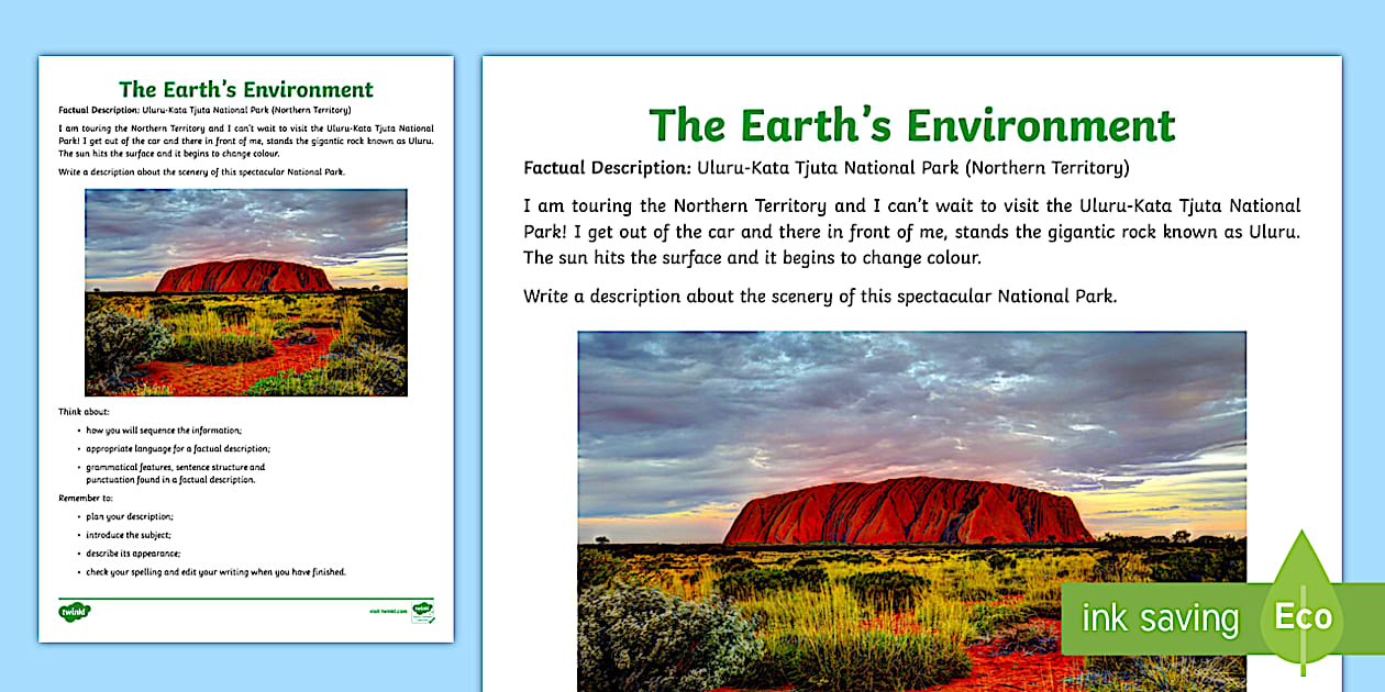 The Earth's Environment - Factual Description National Parks Set 2 Writing