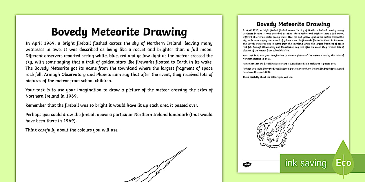 Bovedy Meteorite Drawing Worksheet - Twinkl