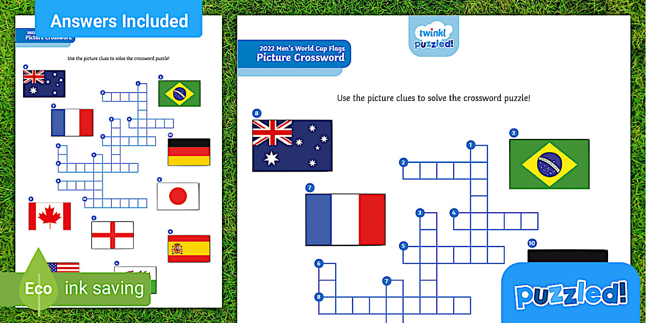 2022 Men's World Cup Flags Picture Crossword Puzzle - Puzzle