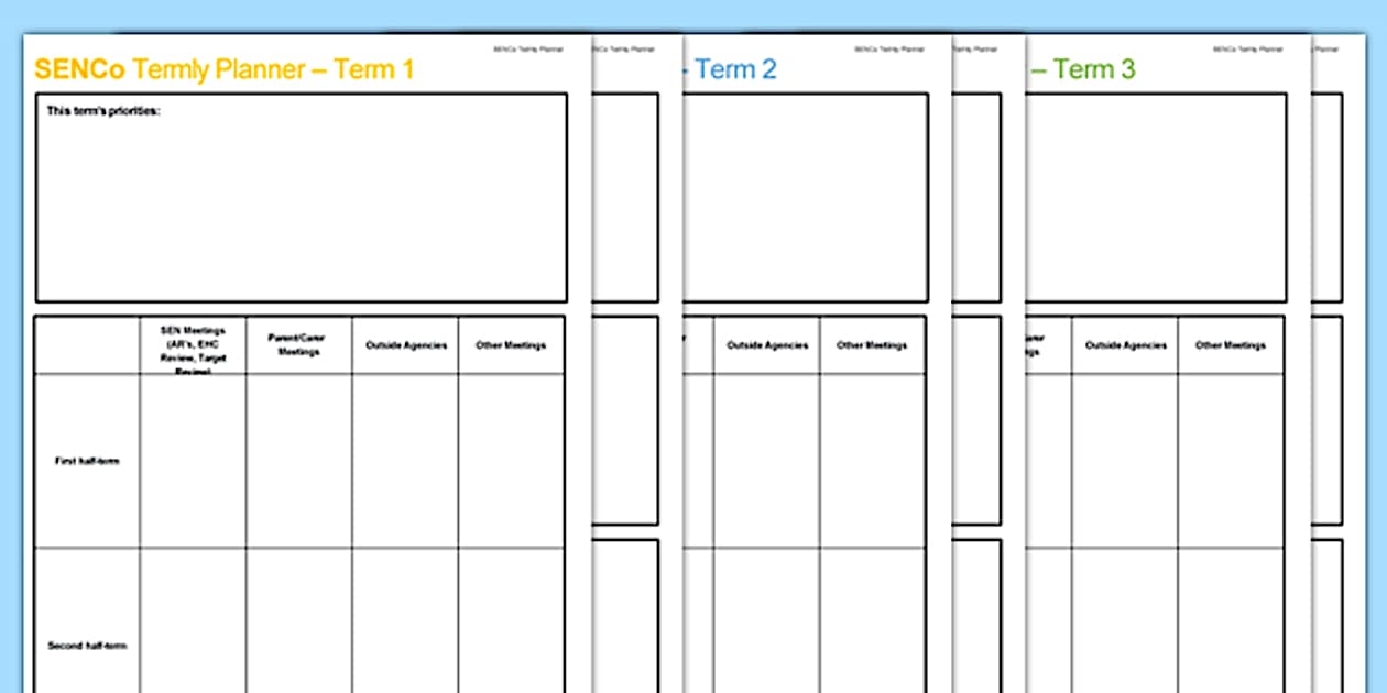 SENCo 3 Term Planner Pack (teacher made) - Twinkl