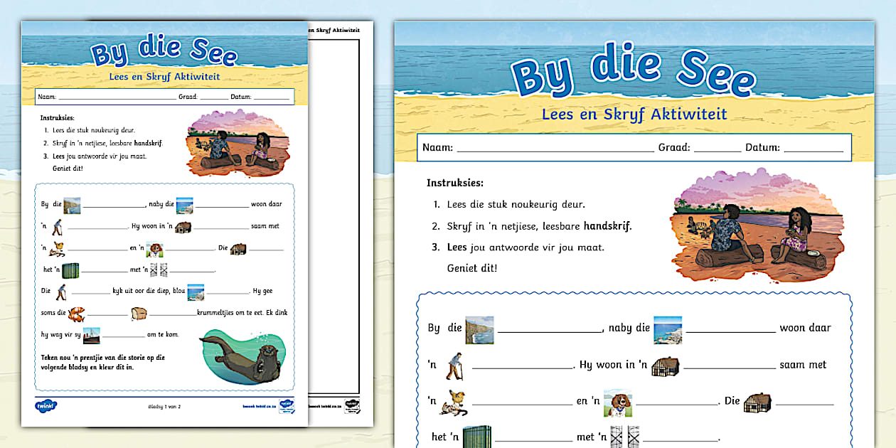 By Die See Lees en Skryf Aktiwiteit (teacher made) - Twinkl