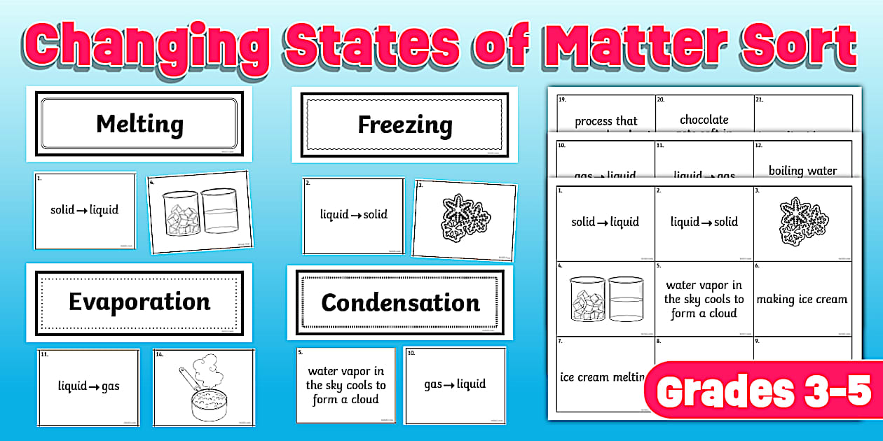 Fifth Grade Changing States of Matter Sort