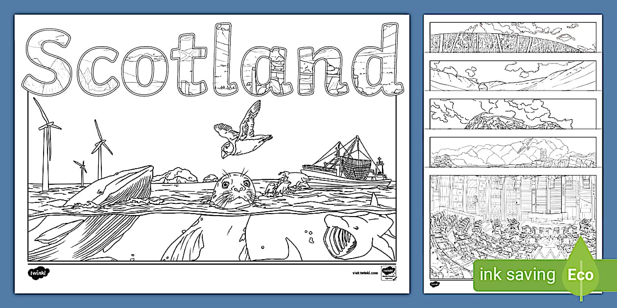 Scottish Landmarks Colouring Pages (Teacher-Made) - Twinkl