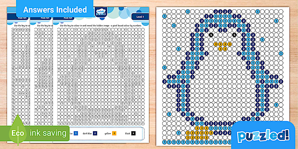 Cute Penguin Pixel Art Colouring Puzzle Pack | Twinkl Puzzle