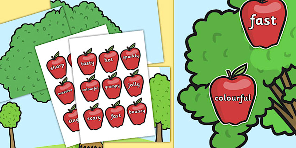 Ambitious Vocabulary Display - Apple Tree wow words - Twinkl