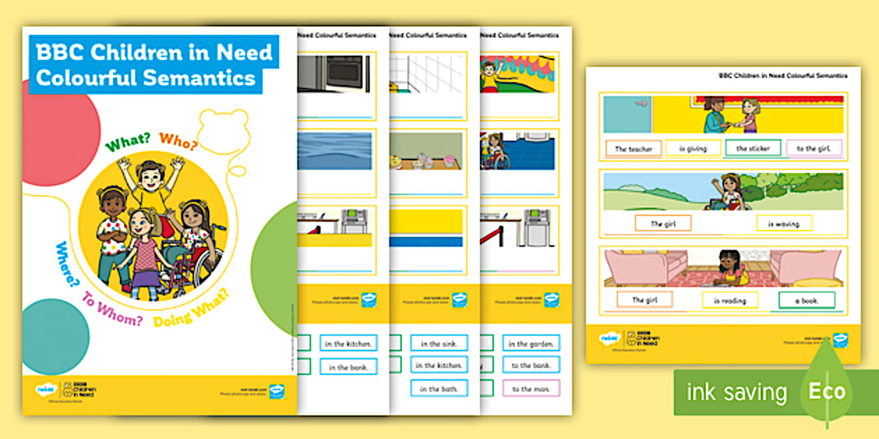 FREE! - BBC Children in Need Colourful Semantics Resource