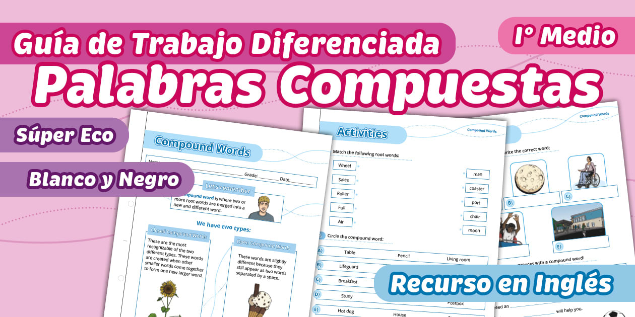 Guía de Trabajo Diferenciada | Inglés | Palabras Compuestas