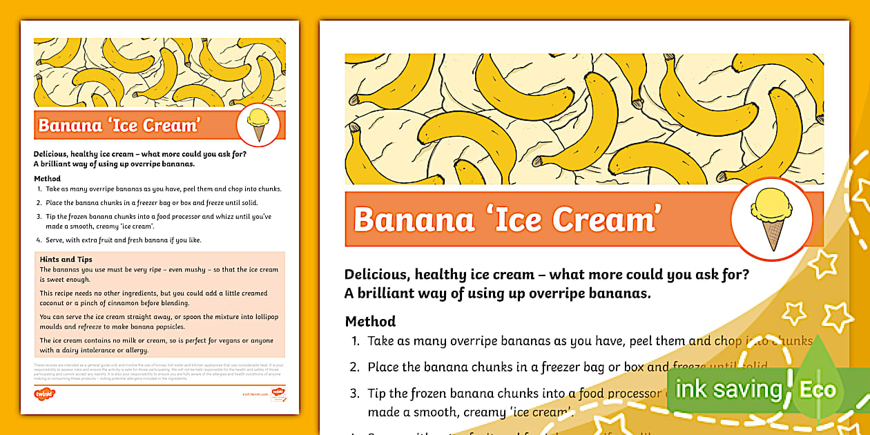 Banana Ice Cream Recipe (Teacher-Made) - Twinkl